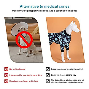 LovinPet Big Dog Onesies - Pet Anxiety Relief Shirt, Sun Protection Dog Onesie, Comfy Stretchy Fabric, Sage Print, Big Dog Surgery Recovery PJ's, Girl or Boy Dog Party Apparel,Black L
