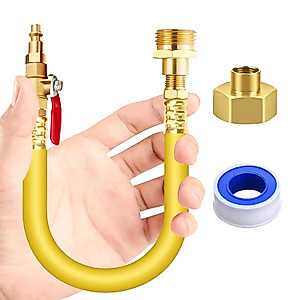 RV Winterizing Kit, 12" RV Winterize Blowout Adapter with Shut Off Valve, Air Compressor Quick Connect Blow Out Fitting Plug, 3/4" Garden Hose Thread for Faucet Boat Camper Travel Trailer, Motorhome