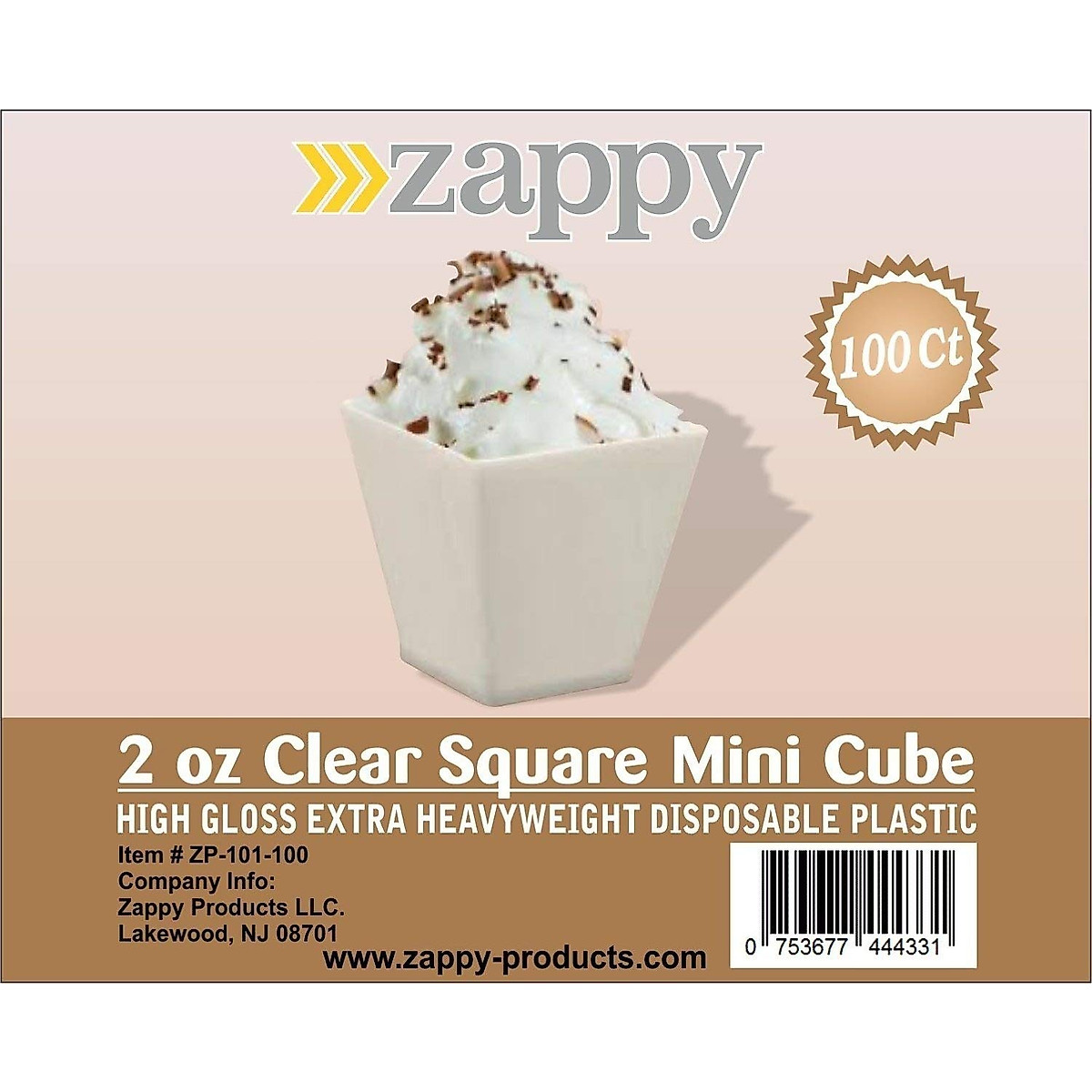 Zappy 100 Ct Elegant Square Mini Cube 2oz Clear Tasting Sample Shot Glasses 100 Ct Dessert Cups Disposable Plastic