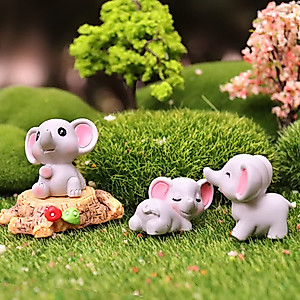 6Pack Mini Cute Elephant Figures Cake Toppers,Lovely Elephant Characters Toys Miniature Fairy Garden Decor for Kids Birthday Baby Shower Automobile Decoration