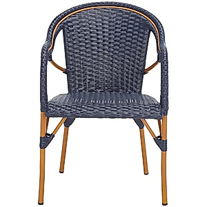 SAFAVIEH Outdoor Collection California Bistro Navy 36-inch Seat Height Armchair Set of 2 (Fully Assembled)