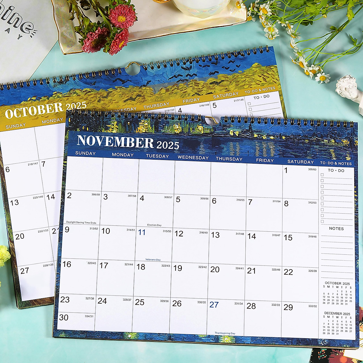 2023 Wall Calendar - Wall calendar 2023-2024, January 2023 - June 2024, 18 Months Wall Calendar, 14.6” × 11.4”, Twin-Wire Binding, Premium Paper, Blank Blocks - Art Paintings Design