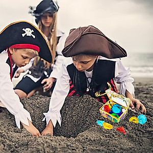 Diving Gem Pool Toy 6 Big Colorful Diamonds Set with Treasure Pirate Box Summer Swimming Toys Dive Throw Underwater for Use Treasures Gift Sets (golden)