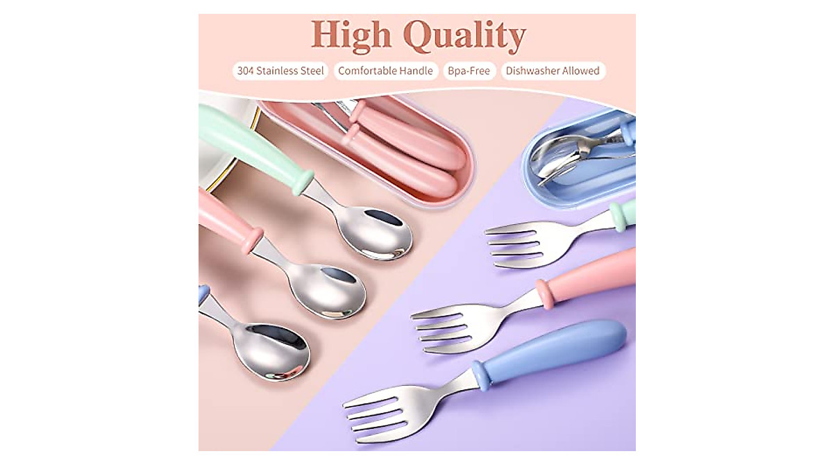 Toddler Utensils Baby Silverware Set with Storage Case - Easy Self-Feeding