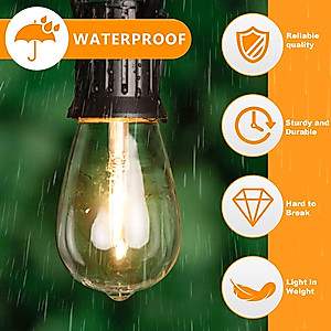 Sphoon 25 Pack S14 Replacement LED Bulbs Outdoor String Lights Bulbs Filament Edison Bulb 1W=10W for Garden Patio Party Warm White 2700K,80LM,Clear Glass,E26 Base