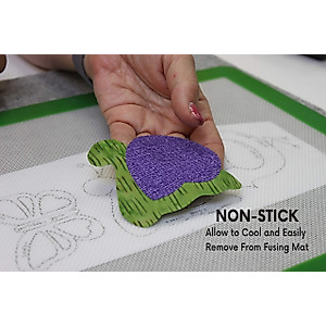Precision Fusing Mat (17" x 24") Includes Non-Slip/Nonstick mat with See-Through Design for Appliqué Creation, and Bonus Teflon Coated Pressing Sheet!