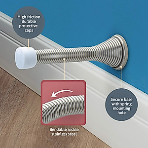 Jack N’ Drill 15-Pack Door Stopper 3.1-inch Heavy Duty and Flexible Door Stop to Protect Walls and Doors for Home or Office in Satin Nickel Finish, Easy to Install and 100% Child and Pet Friendly