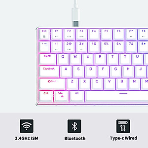 CIY TES84 Hot-Swappable Mechanical Keyboard with CNC Aluminum Case, RGB Wireless/Wired Gaming Keyboard, Double Shot Keycaps,2000mAh Battery (Gateron Yellow, White) (84Keys)