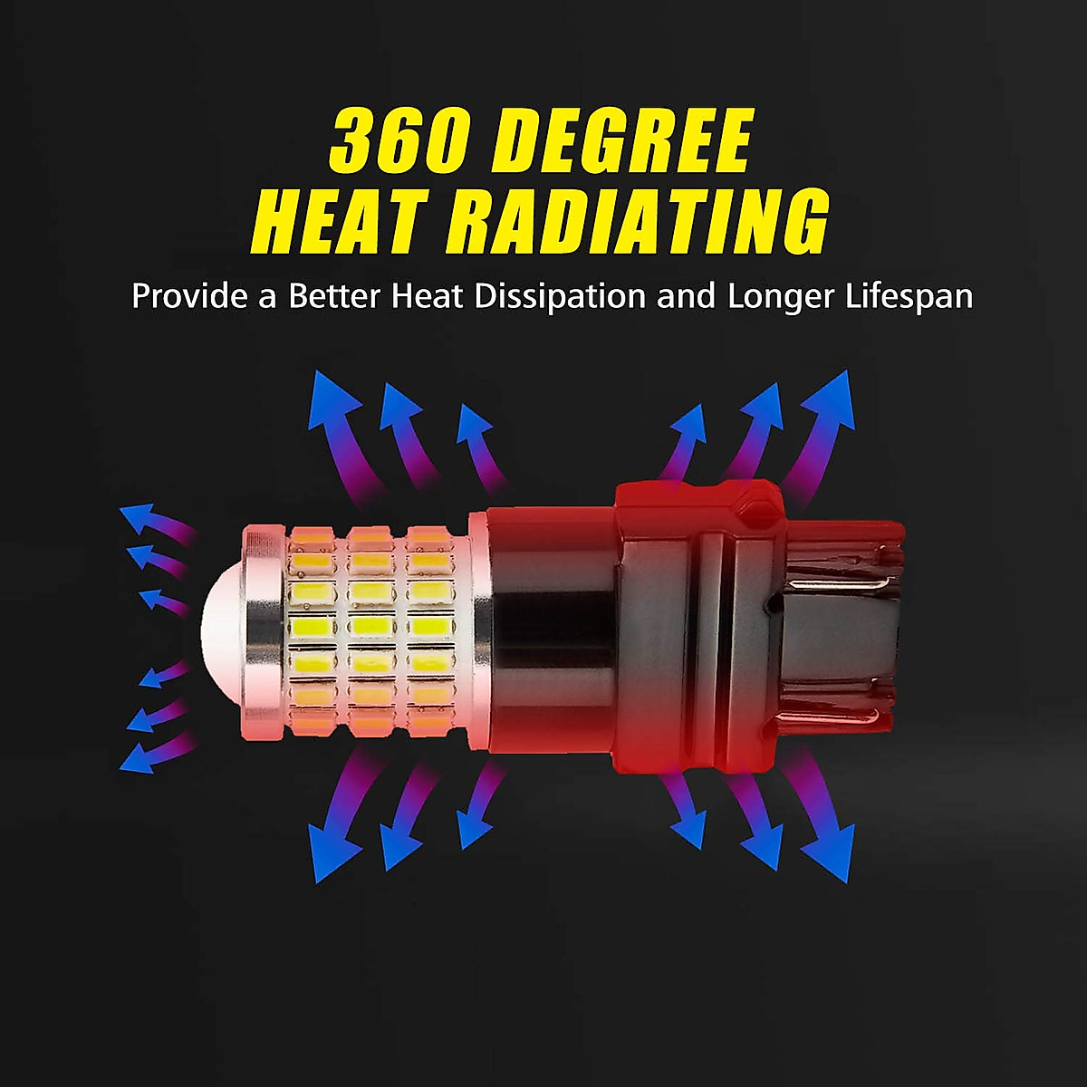 AUXLIGHT 3157 3156 3057 4157 3157K LED Bulbs Xenon White, Ultra Bright 57-SMD LED Replacement for Back Up/Reverse Lights, Brake/Tail Lights, Turn Signal/Parking or Running Lights (Pack of 2)