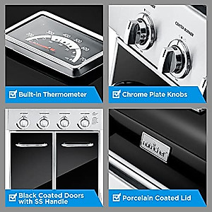 NutriChef Heavy-Duty 5-Burner Propane Gas Grill - Stainless Steel Grill, 4 Main Burner with 1 side burner, 52,000 BTU Grilling Capacity, Electronic Ignition System, Built-in Thermometer - NCGRIL2