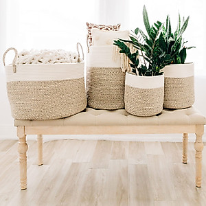 OrganiHaus Brown Toy Basket for Storage 15x18, Baby Laundry Basket, Throw Blanket Basket for Living Room, Large Woven Baskets for Storage, Tall Basket, Towel Basket & Blanket Holder for Bedroom