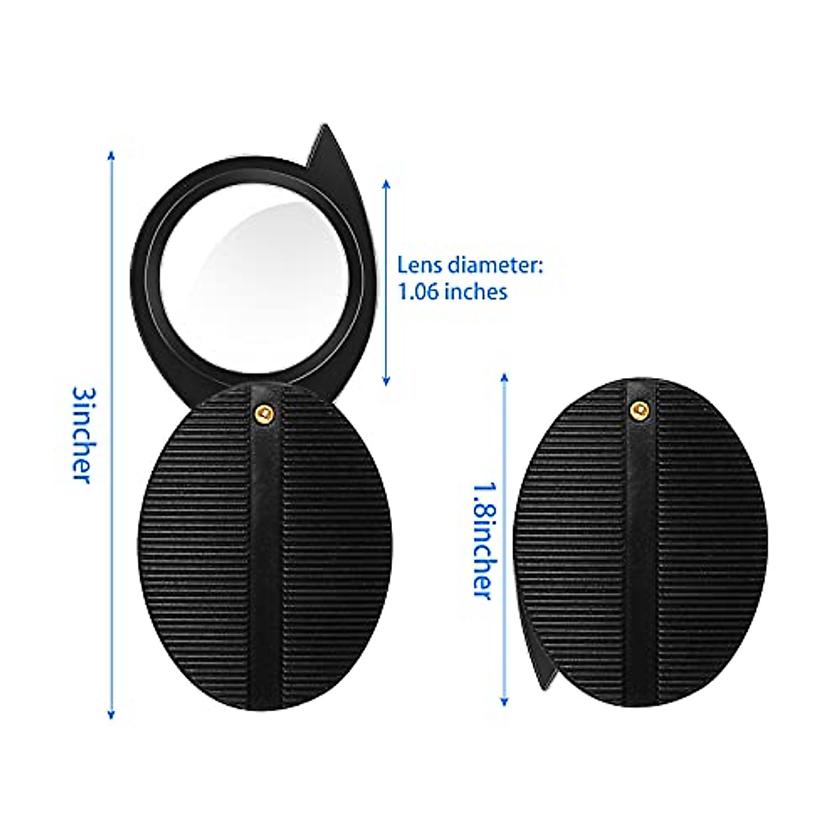 10X Folded Pocket Magnifier Mini Magnifying Glass Handheld Rotating Magnifier for Reading Newspaper, Book, Magazine, Science Class, Hobby, Jewelry (15)