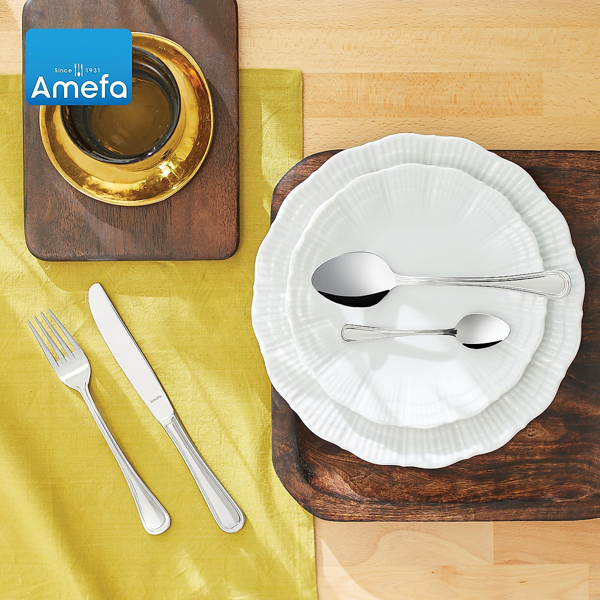 Amefa Haydn 20-piece 18/10 Stainless Steel Flatware Set, High Gloss Mirror Finish, Silverware Set Service for 4, Dishwasher Safe, Rust resistant Cutlery.