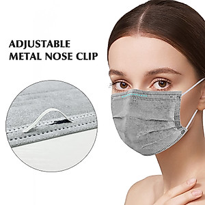 Wecolor 100 Pcs Disposable 3 Ply Earloop Face Masks, Suitable for Home, School, Office and Outdoors (Gray)