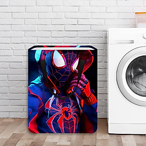 LICHWEST For Spiderman Foldable Clothes Organizer Laundry Basket Toy Organizer with Support Rods - Waterproof 60L Capacity Hamper for Clothes, Toys, and More, White