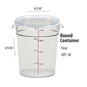 Cambro Food Storage Container with Lid (2 Pack) - Round Series - 4 QT (Quart) - Commercial Grade for Food Prep (Clear)