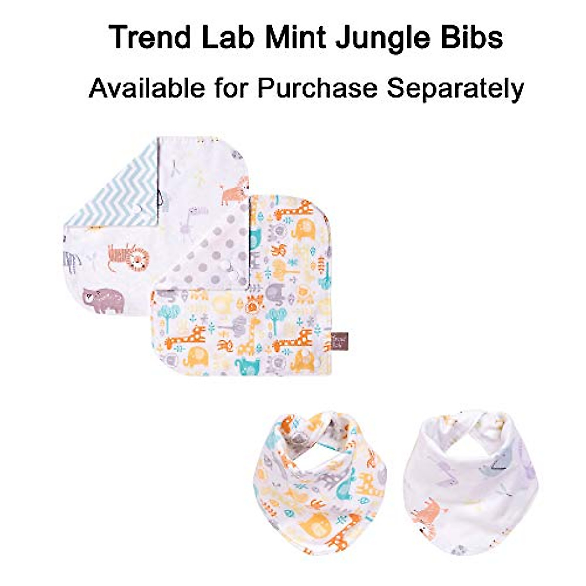 Mint Jungle 4 Pack Flannel Blankets - 4 Deluxe Flannel Blankets, Chevron, Crayon Jungle, Dot, Lullaby Zoo Print, Mint, Yellow, Gray, Orange, 30 in x 30 in