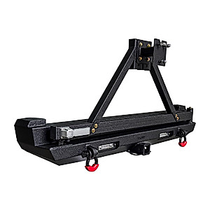 LUYWTE For 1984-2001 Cherokee XJ Rear Bumper With Spare Tire Carrier&Lights&D-Rings(Texture Black)