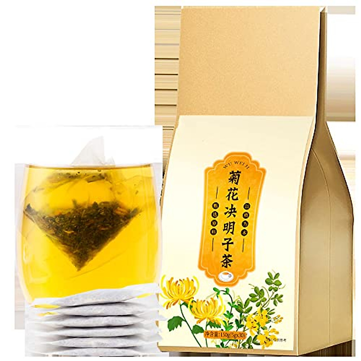 Chrysanthemum Cassia Seed Tea Bag 5.3 oz Honeysuckle Wolfberry Osmanthus Burdock Flower Tea 150g
