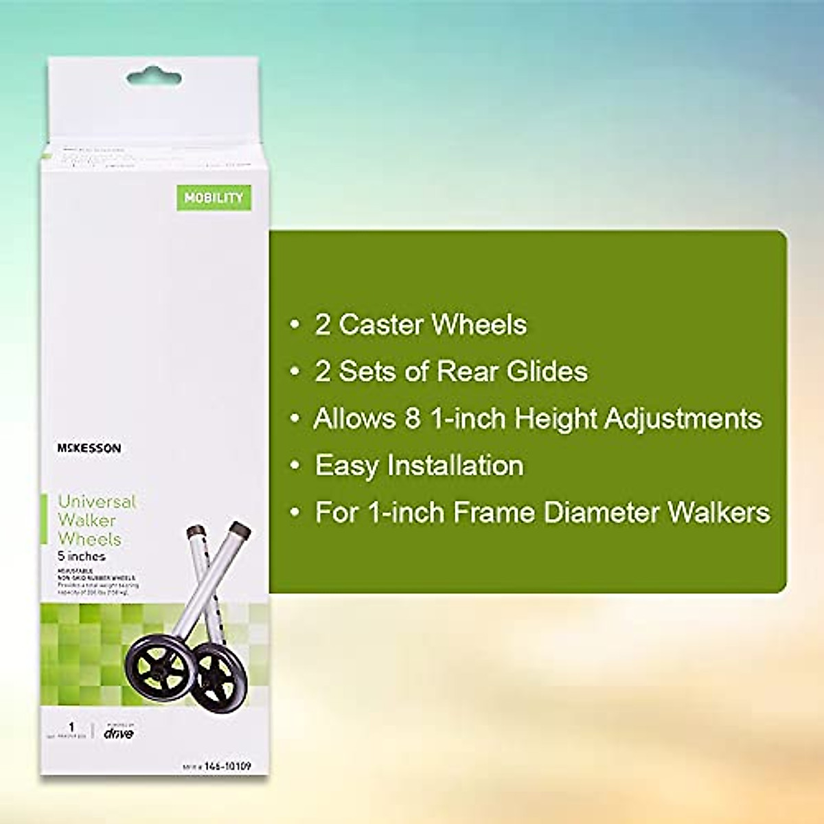 McKesson Universal Walker Wheels, Adjustable, 5 in Caster Wheels, 1 Pair