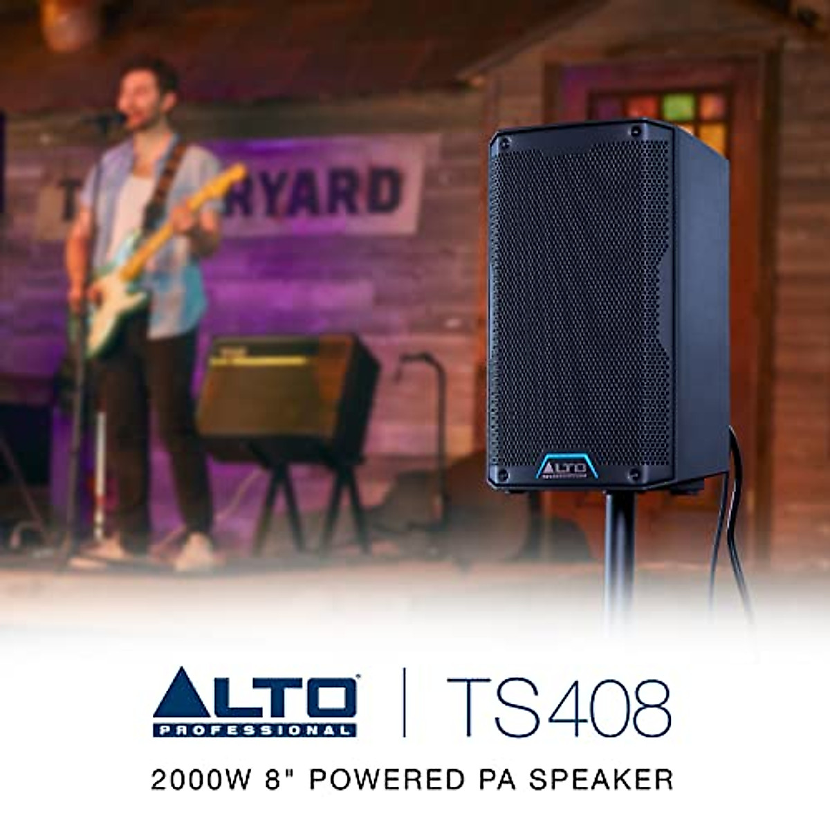 Alto Professional TS408 - 2000W 8" Powered PA Speaker with 3 Channel Mixer, Bluetooth Streaming, Wireless Loudspeaker linking, DSP and Alto App