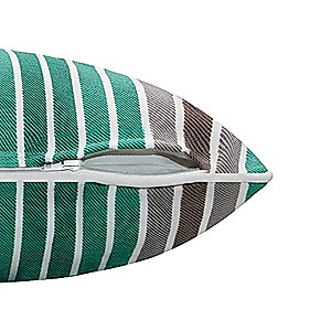 Pcinfuns Set of 2 Patio Indoor/Outdoor All Weather Decorative Throw Pillow Cover Cushion Case for Replacement 18" x 18" (Green and Grey)