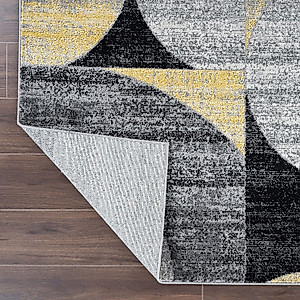 Rugshop Modern Geometric Design High Traffic Living Room,Bedroom,Kitchen, Home Office Area Rug 5' x 7' Yellow
