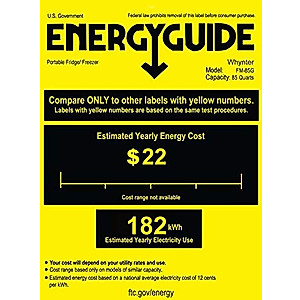 Whynter FM-85G 85 Quart Portable Fridge/ Freezer 85 Quart Portable Refrigerator and Deep, AC 110V/ DC 12V, True Chest Freezer with-8°F to 50°F Temperature Range, Gray, One Size