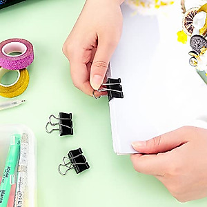 Black Binder Clips Paper Clamps Clips Small Size, 1.0 Inches, 36 Pack