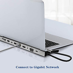 XUNMAIFHB Portable Docking Station,Type-C Multi-Function Docking Station hub hub MacBook Notebook Converter USB3.0/SD Card/RJ45/HDMI/VGA/Stereo Fast Transmission, Gray