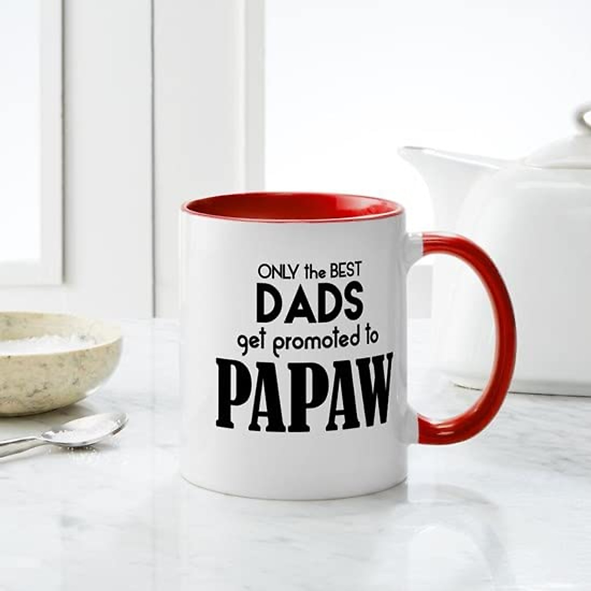 CafePress BEST DADS GET PROMOTED TO PAPAW Mugs Ceramic Coffee Mug, Tea Cup 11 oz