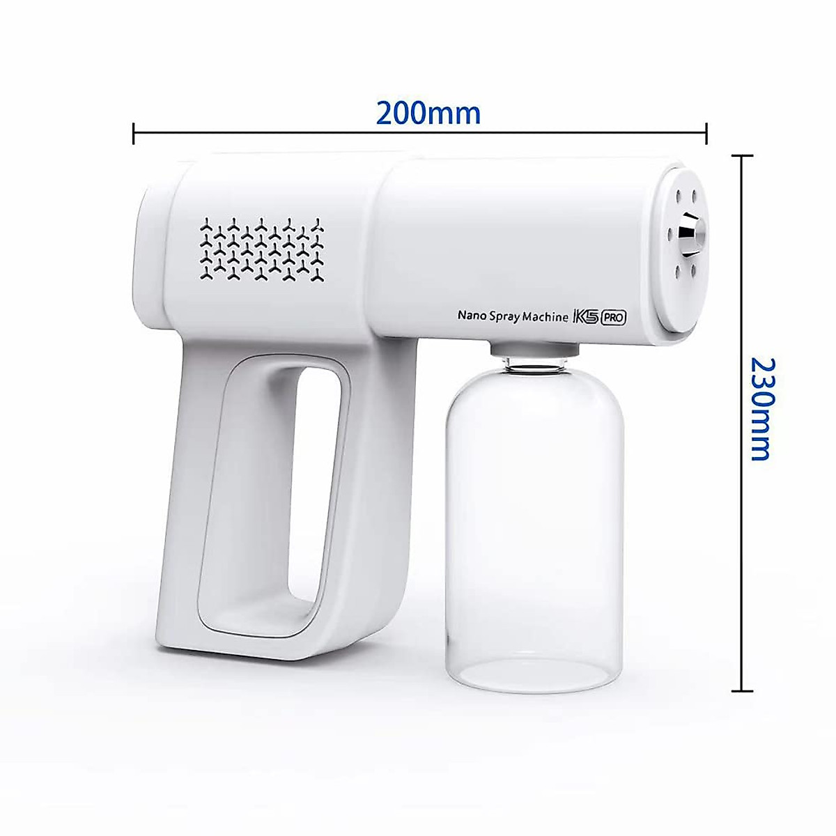 Handheld Steam Fogger Sprayer Gun Spray Machine Nano Electric Atomizer, Light Portable Cordless Intelligent Rechargeable One Key On for Home, Office, Garden, Indoor and Outdoor Safe and Stable, White