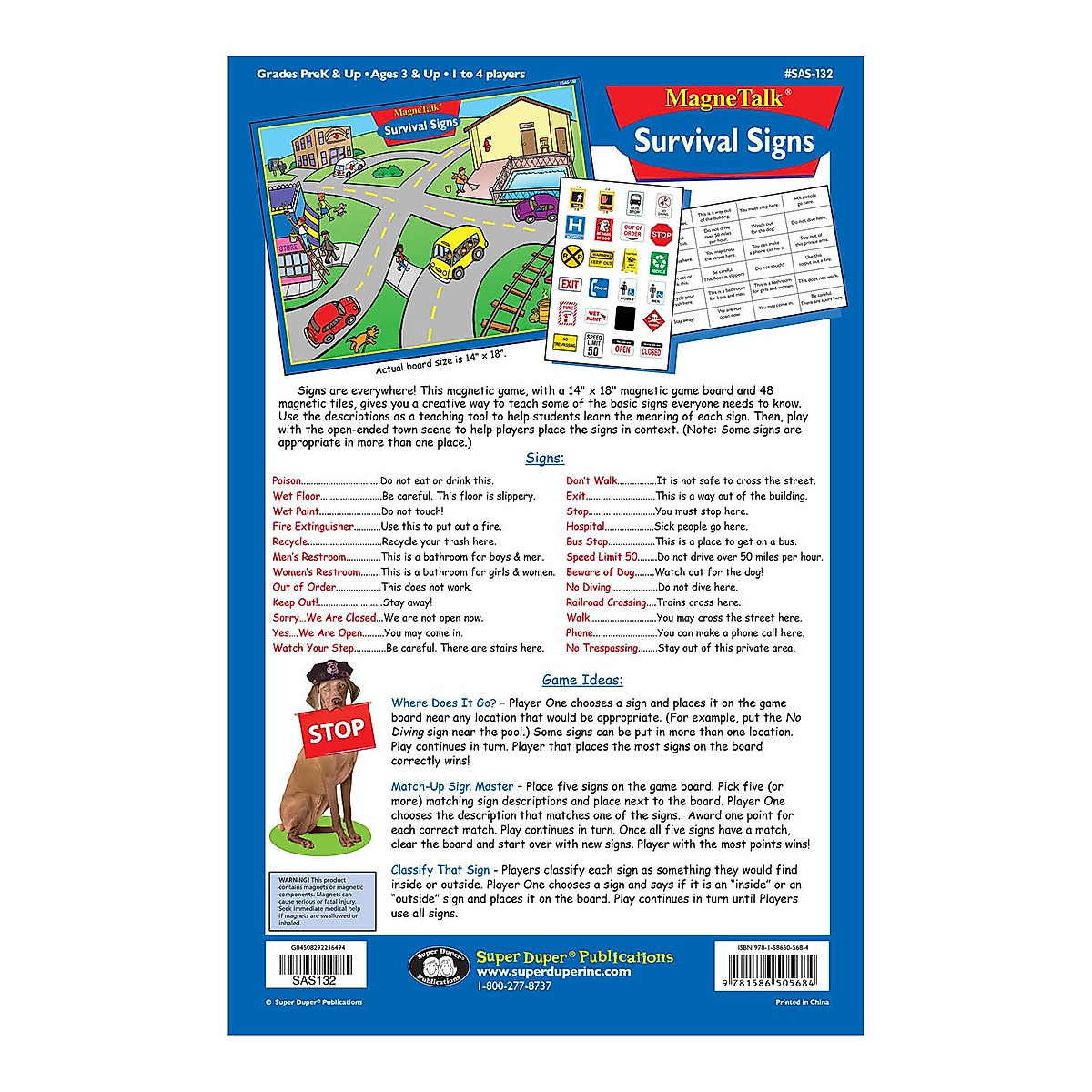 Super Duper Publications | Magnetic Survival Signs Board Game | Educational Learning Resource for Children