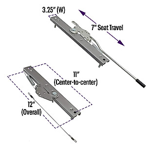 Speedway Motors Universal Seat Mounting Frame & Sliders: Tubular Steel, 7" Height, Dual-Lock Ball Bearing Sliders for Early Cars & Trucks, Easy Adjustments, Excludes Vehicle Fasteners, Sold as Pair