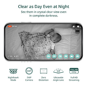 Pixsee Smart Baby Monitor with 5-in-1 Camera Stand Bundle, Cry Recognition and Decoder, Temperature and Humidity Detection, 2-Way Talk, FHD Video 5MP Non-Distorting Camera, Non Pixelated Night Vision