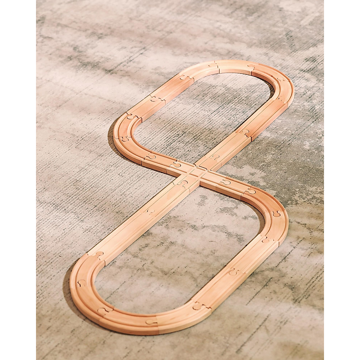 SainSmart Jr. Wooden Train Track 24pcs, Track Expansion Compatible with All Major Brands Toddler Railway Toy Train Set Boys Train Set 3+