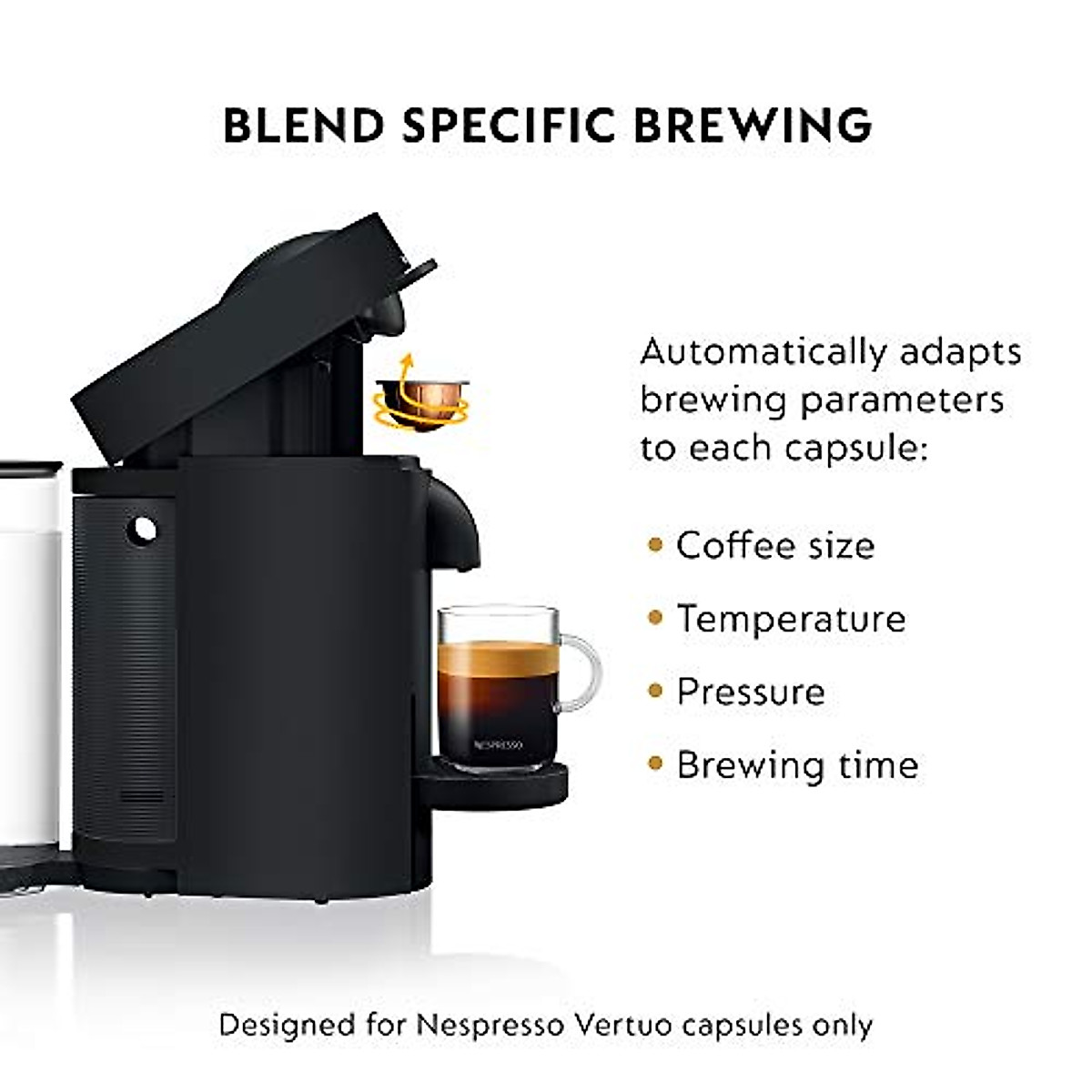 Nespresso Vertuo Plus Deluxe Coffee and Espresso Maker by De'Longhi, Matte Black with Aeroccino Milk Frother