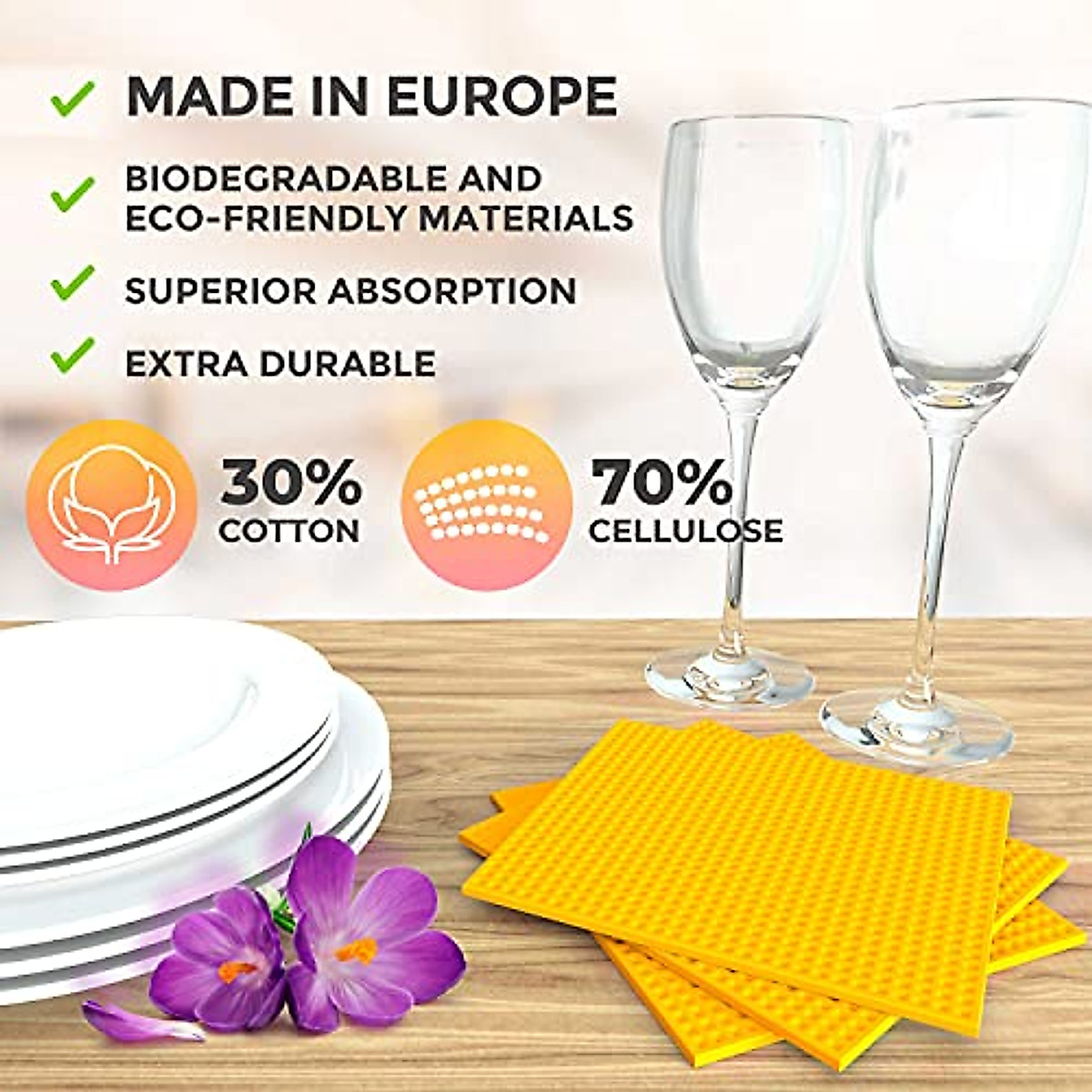 Mueller Ultra-Absorbent Reusable Swedish Dishcloth, Cellulose Sponge Cloths, Extra Durable 10-Pack Hand Towel, Eco-Friendly and Hypoallergenic Cleaning Dish Cloths for Kitchen, Orange