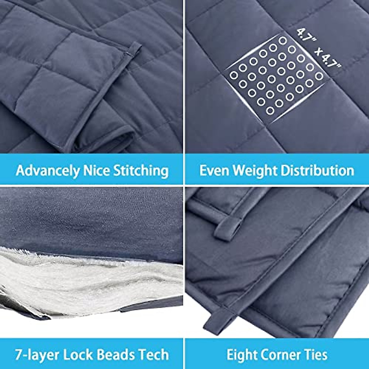 yescool Cooling Weighted Blankets, Soft Heavy Blankets for Adults and Teens Sleeping, Cool Breathable Blanket for All Season with Premium Glass Bead, Washable, Grey (Grey, 60x80-20lbs)