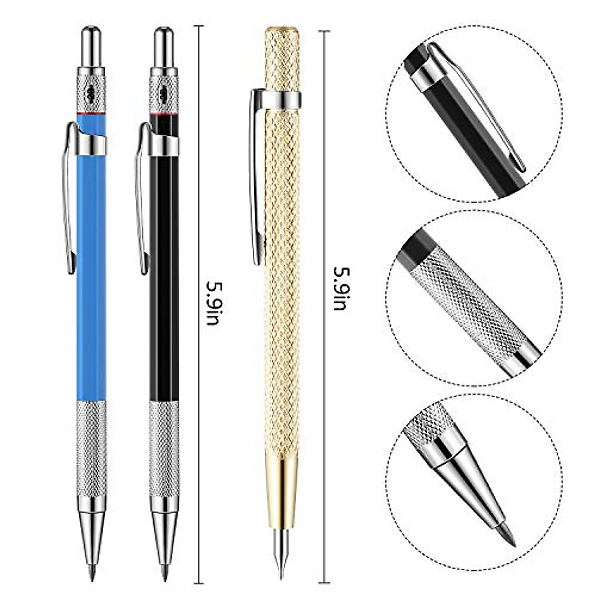 Outus Carpenter Pencils with Marker Refills and Carbide Scriber Tool for Glass, Ceramics, Hardened Steel (15 Pieces)