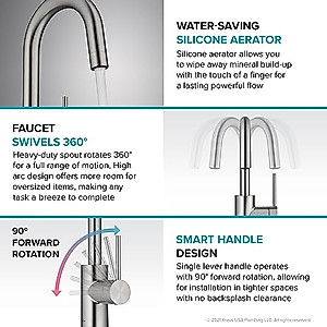 KRAUS Oletto Single Handle Kitchen Bar Faucet in Chrome Finish, KPF-2600CH