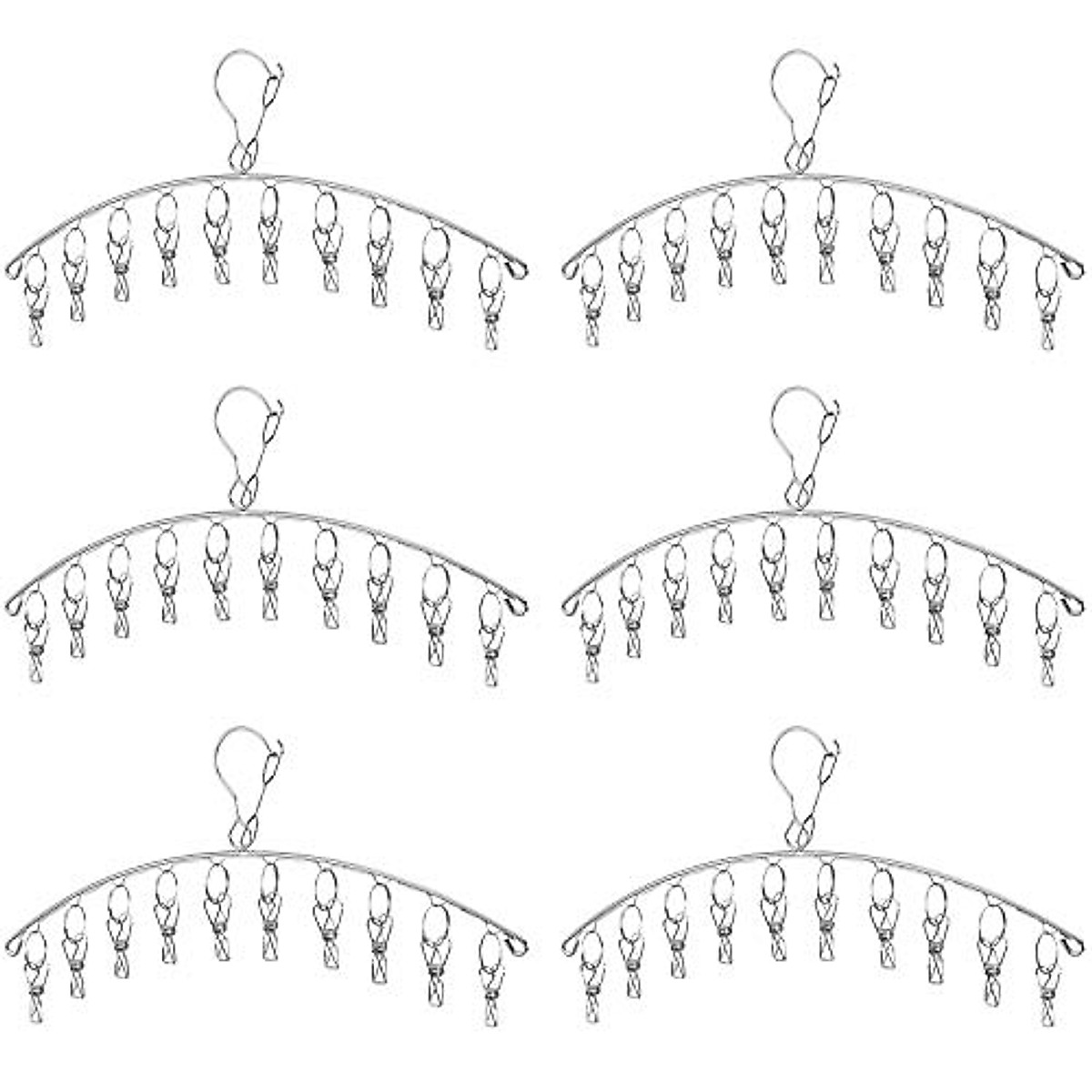 Seropy 40 Pack Metal Clothes Hangers and Clothes Drying Rack with 10 Clips(6 Pack) Stainless Steel Coat Hangers with Anti-Slip Notch