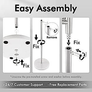 KES Towel Racks for Bathroom, 40-Inch Swivel Arms Standing 3 Bath Towel Racks with Weighted Marble Base, SUS304 Stainless Steel Brushed Finish, BTH219-2