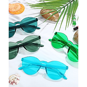 12 Pack Colored Glasses Round Rimless Sunglasses Transparent Candy Colored Sunglasses Tinted Eyewear Cool Sunglasses (Multi Color)