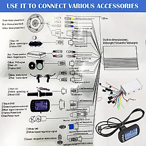 YOLUFER 24V/36V 250W/350W Brushless Motor Controller Kit Electric Motor Control with LCD Panel for E-Bike Electric Bike Scooter