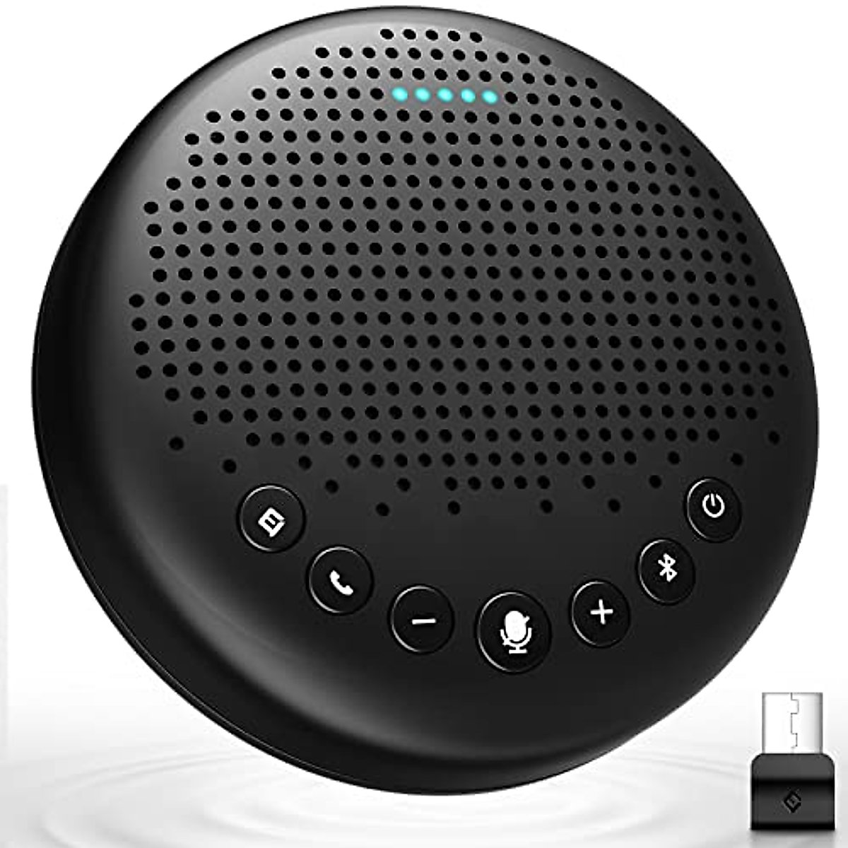 Conference Speaker and Microphone - EMEET Luna 360° Voice Pickup w/Noise Reduction/Mute/Indicator USB Bluetooth Speakerphone w/Dongle for 8 People Daisy Chain for 16 Compatible with Leading Software