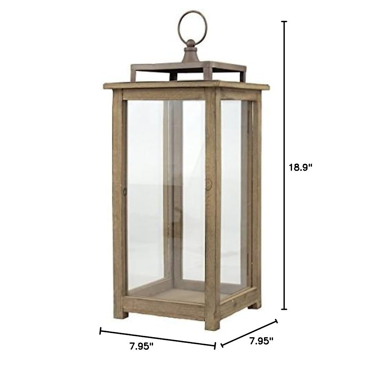 Stonebriar 18 Inch Rustic Wooden Candle Hurricane Lantern, For Table Top, Mantle, Wall Hanging, or Garden Display, Indoor & Outdoor Use, Extra Large