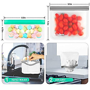 Reusable Food Storage Bags 12 Pack Extra Thick 6 Reusable Sandwich Bags + 6 Reusable Snack Bags BPA-Free DUAL Leakproof Seal Reusable Lunch Bags for Kids Women Men School Lunch Picnic Travel