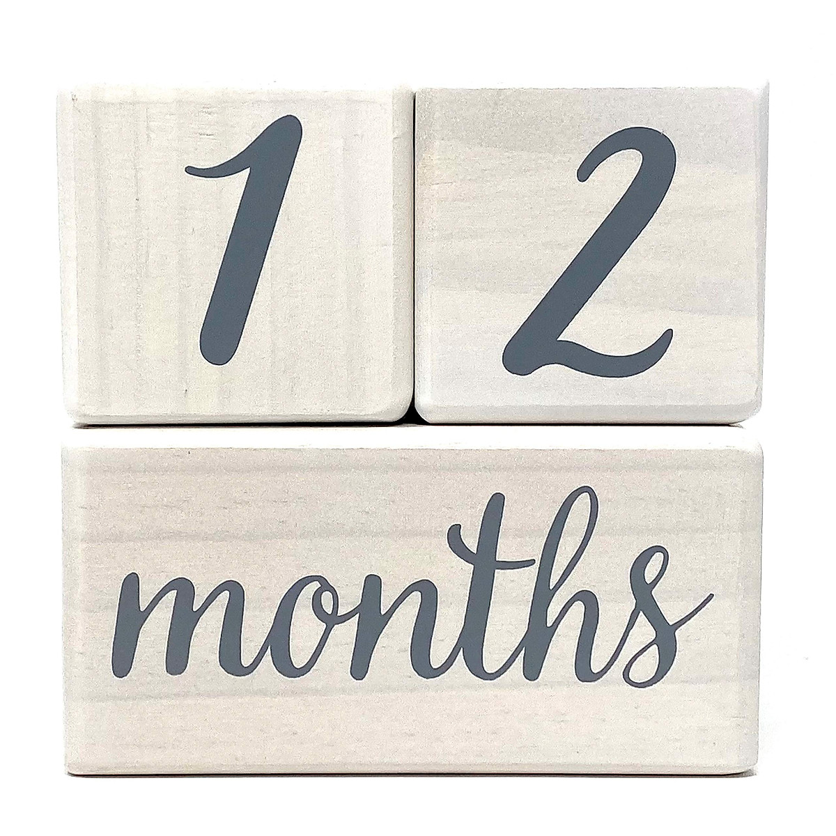 Pondering Pine Baby Milestone Blocks - Natural White Stain Pine Wood with Weeks Months Years Grade and Holidays, Newborn Weekly Monthly First Year Picture Props, 6 Block Milestones Age Set with Bag