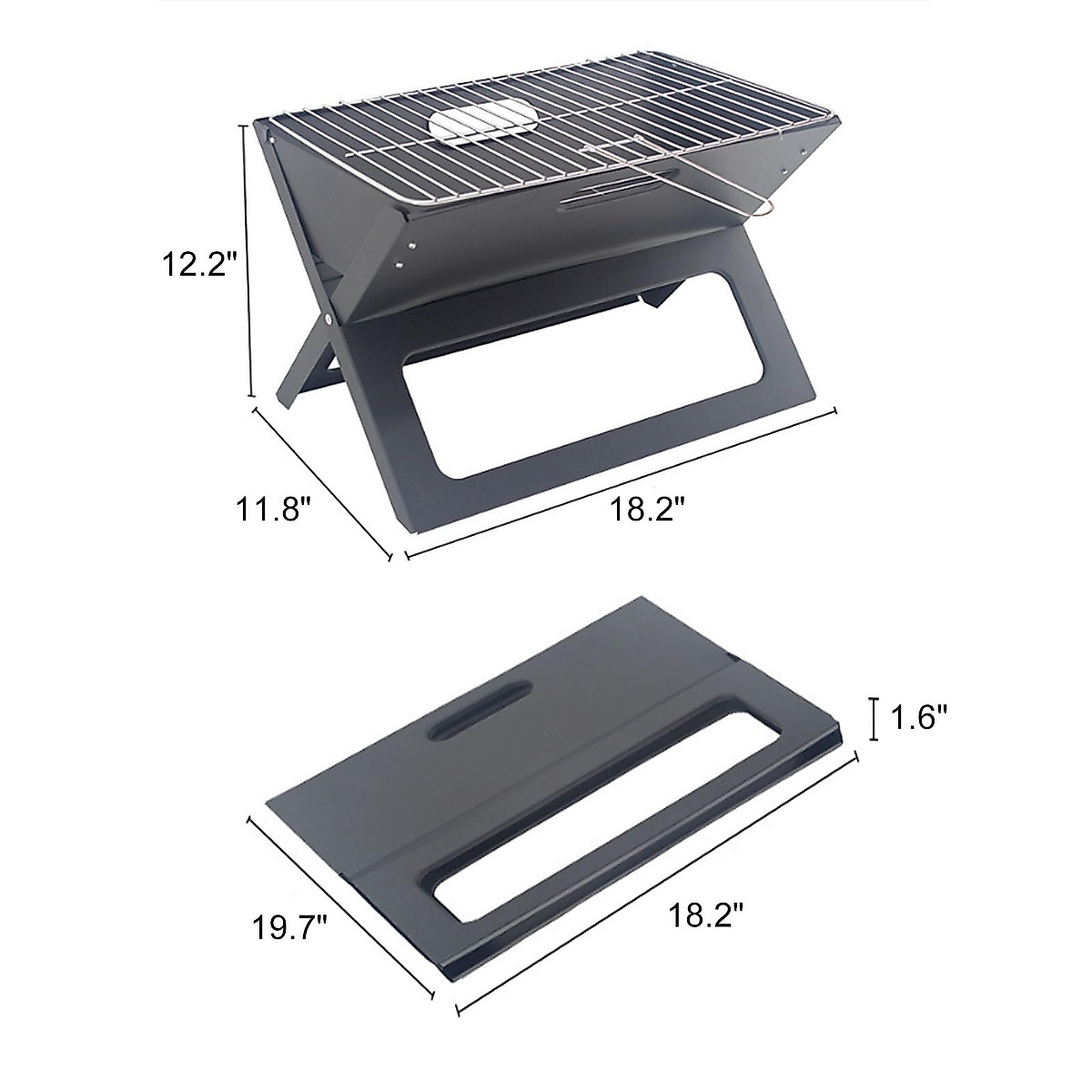 Charcoal Grills, Portable Metal Barbecue Grill, Small BBQ Grill for Adult, Folding Tabletop Grill for Outdoor Cooking Camping Beach Traveling Picnic Backyard, Black